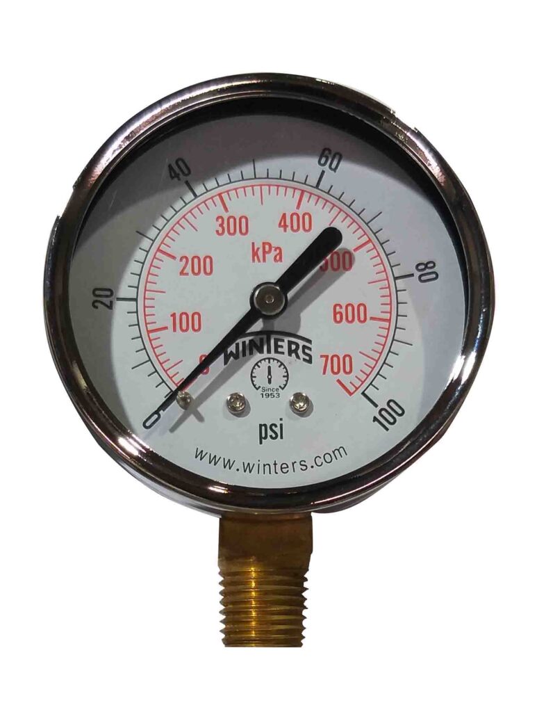 MANOMETRO 0-100 PSI 2.5″ 1/4″ NPT – Ferretería Castella Sagarra